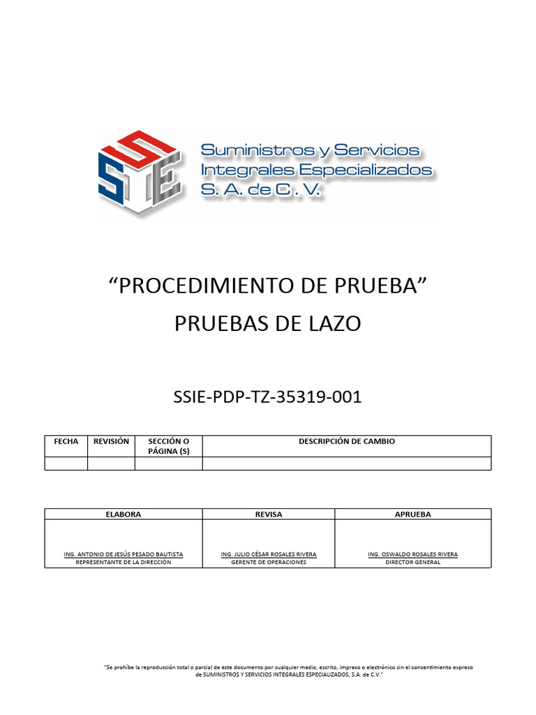 Ssie-Pdp-Tz-35319-001 - Prueba de Lazo | PDF