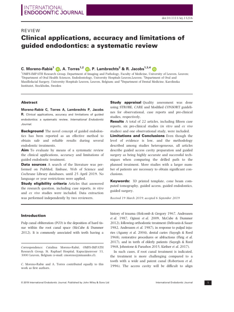 Guided Endodontics 2019 | PDF | Systematic Review | Mouth