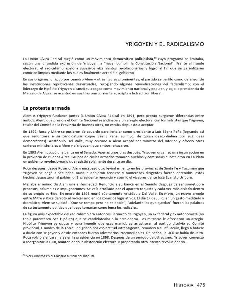 Yrigoyen y el Radicalismo Argentino | PDF
