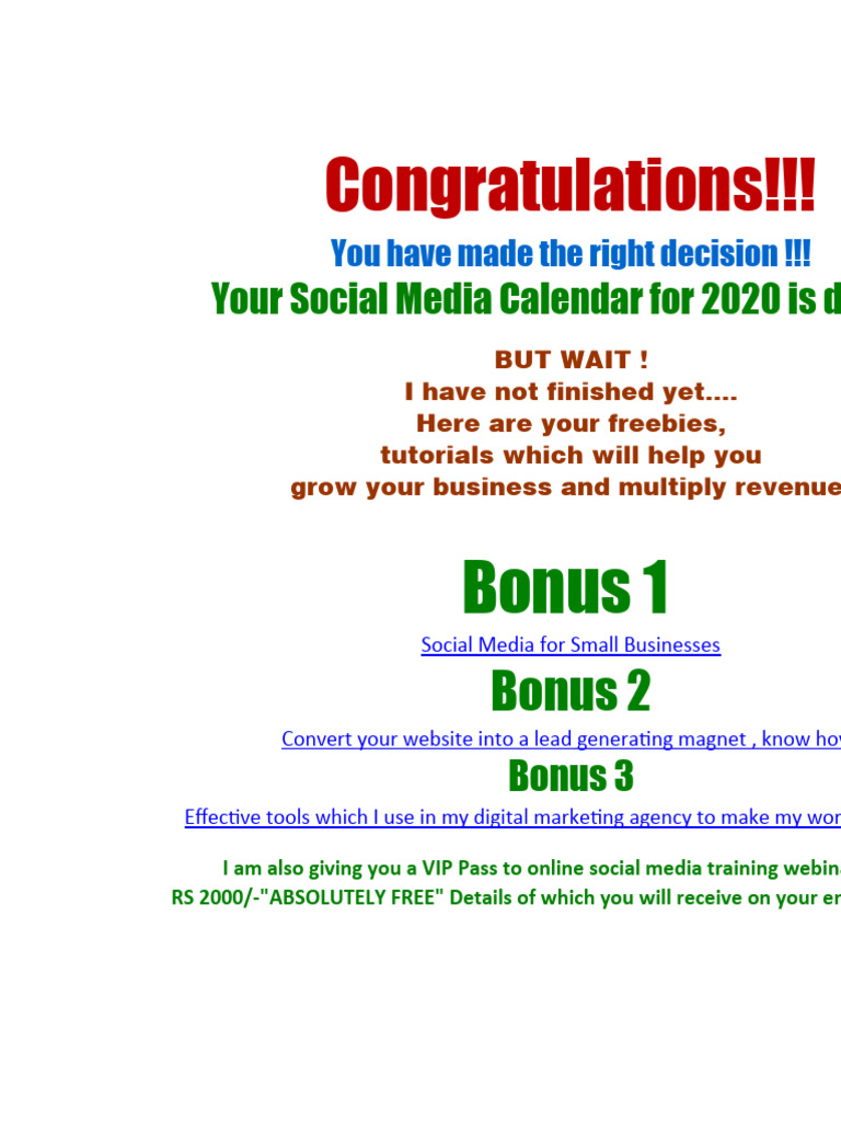 2020 Social Media Calendar Guide | PDF | You Tube | Social Media