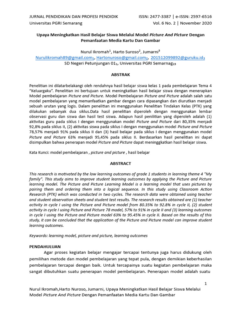 hasil belajar model PNP media kartu dan gambar | PDF