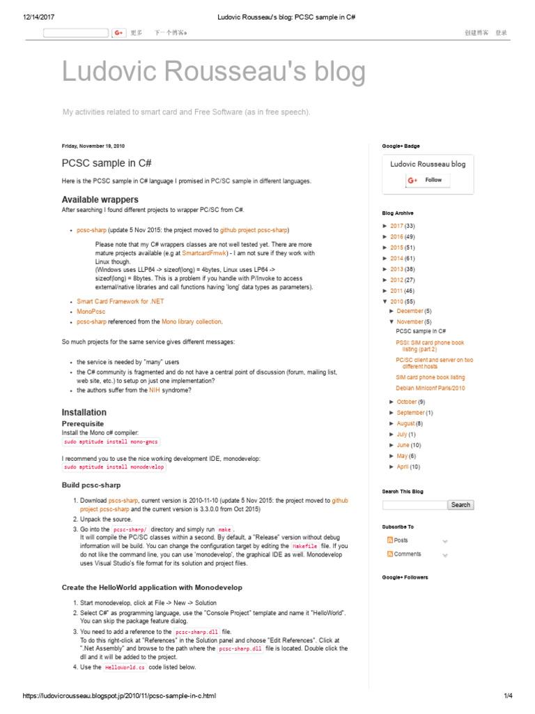 PCSC Sample in C# | PDF | C Sharp (Programming Language) | Software ...