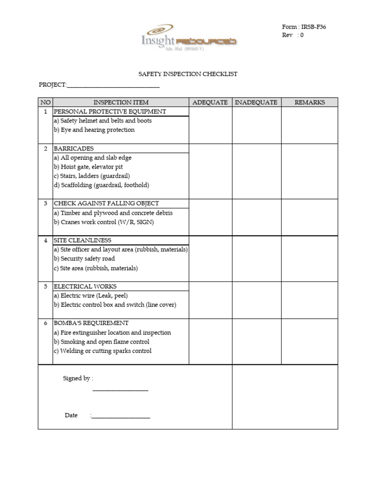 Sample Inspection Checklist | PDF | Technology & Engineering