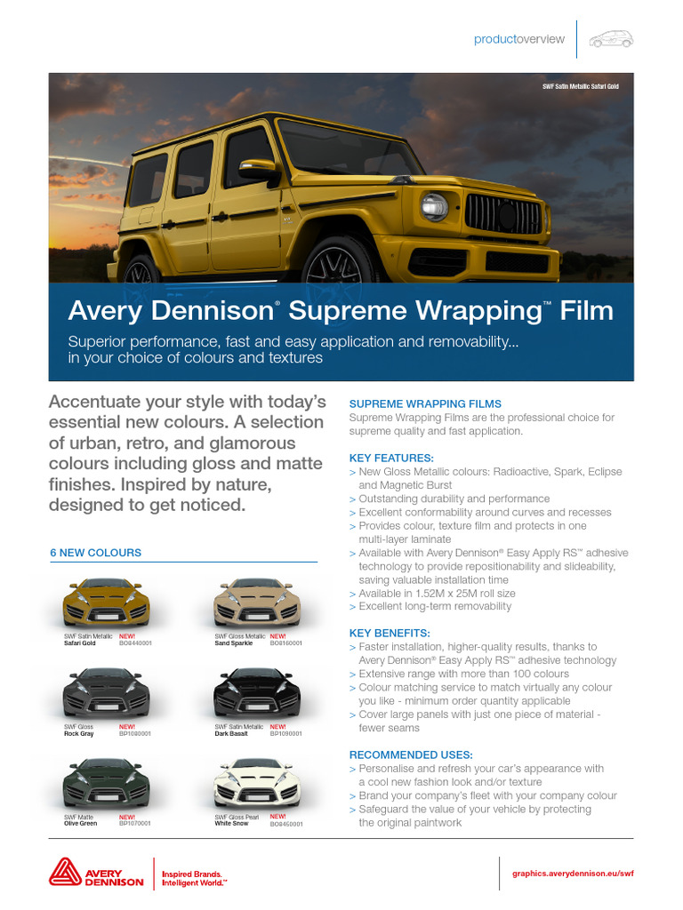 Avery Dennison Supreme Wrapping Film Colour Chart | PDF | Metals | Grey
