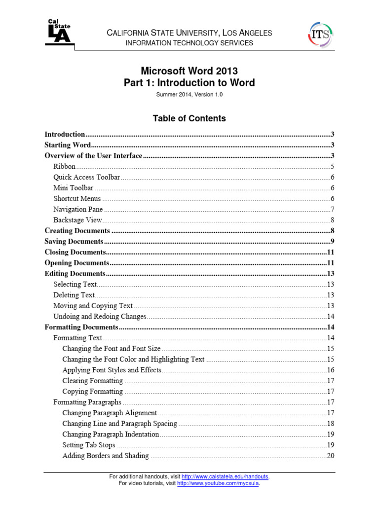 0619 Microsoft Word 2013 Part 1 Introduction | PDF | Microsoft Word ...