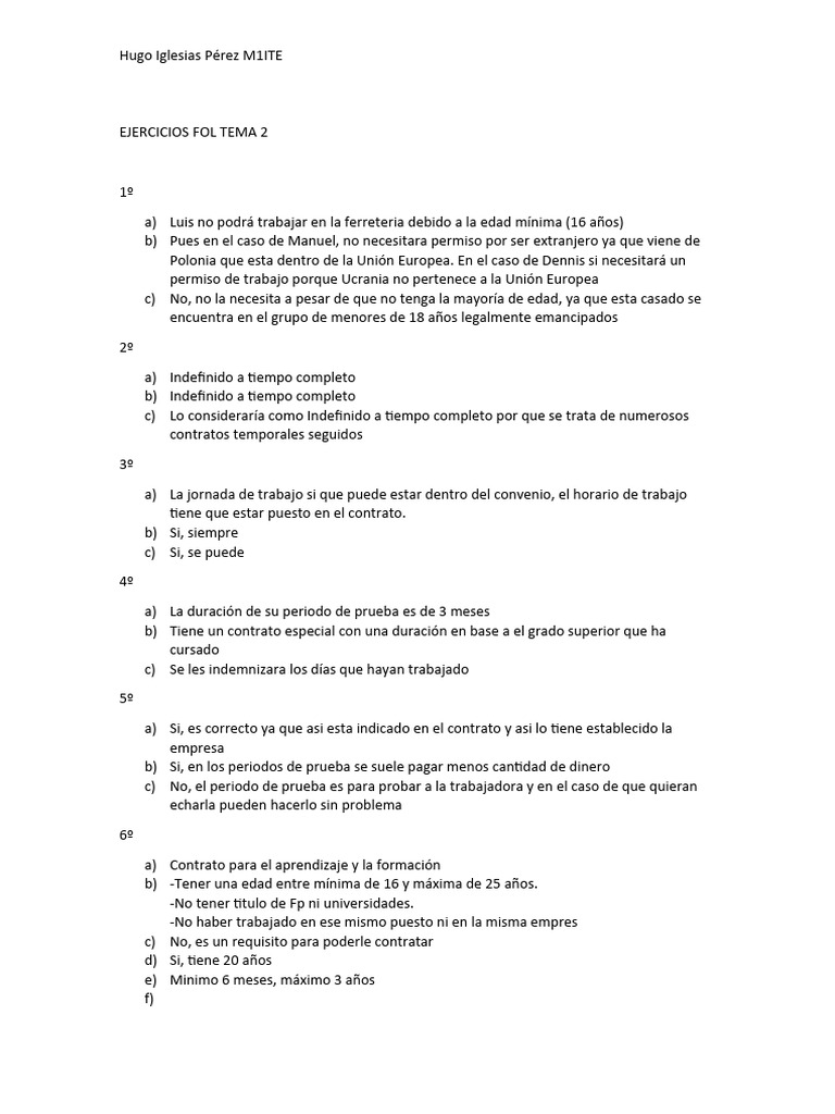 Ejercicios Fol Tema 2 | PDF