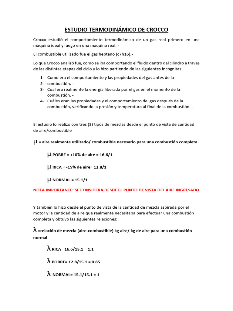 Estudio Termodinamico de Crocco 2021 | PDF | Gases | Combustión