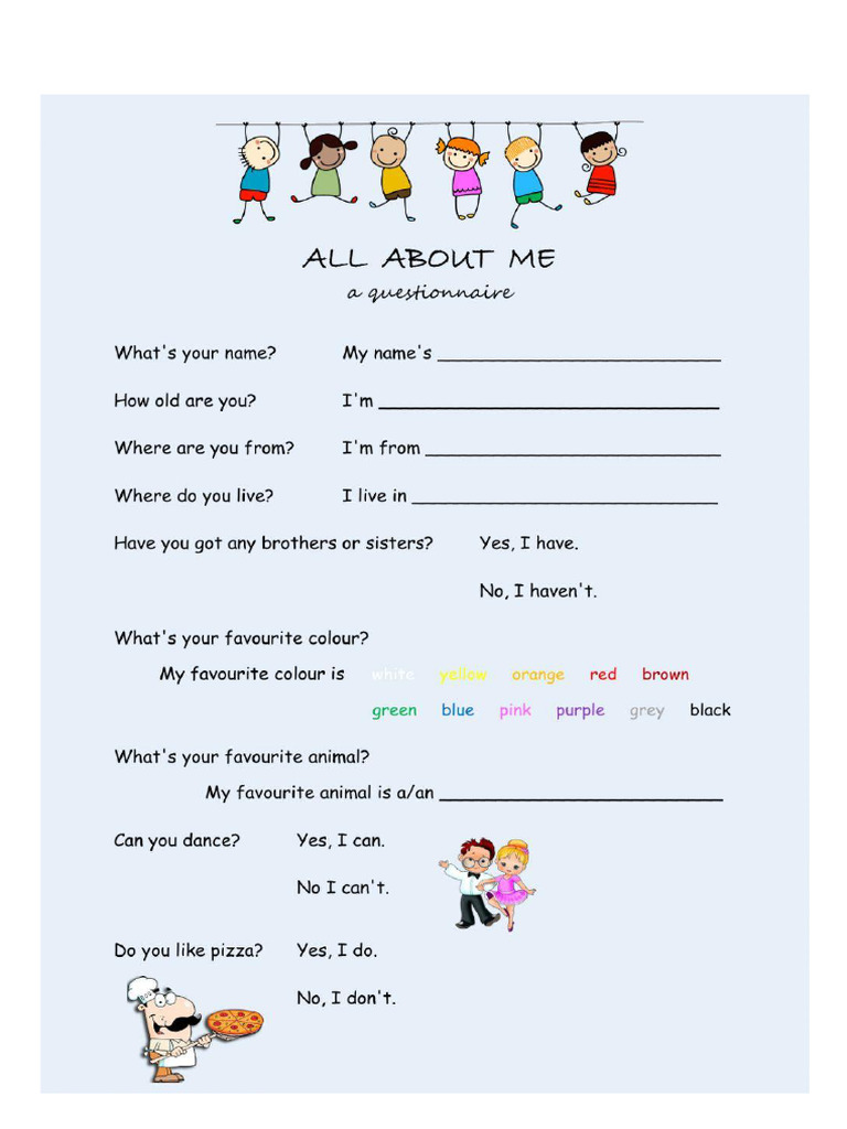 All About Me para Completar 2da Sesion 3er Grado I BIM 2024 | PDF