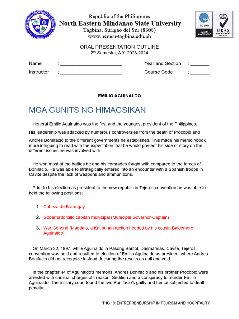 Oral Presentation Outline Sample 1 | PDF