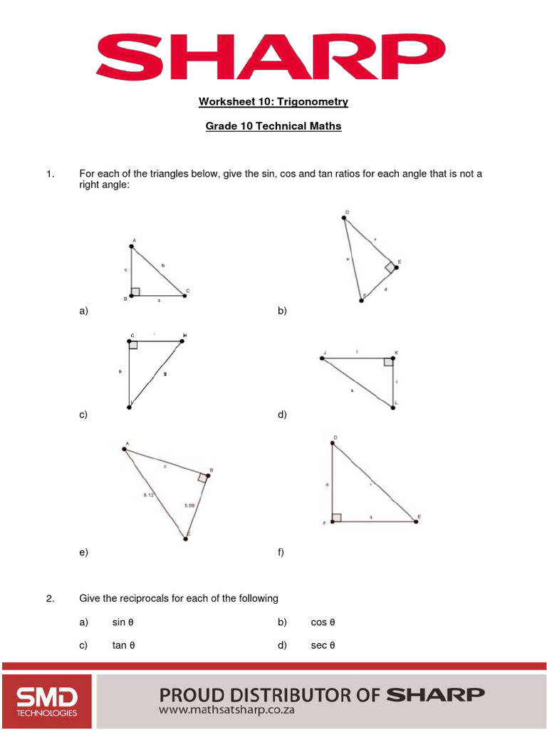 Worksheet 10 Trigonometry | PDF | Trigonometry | Complex Analysis