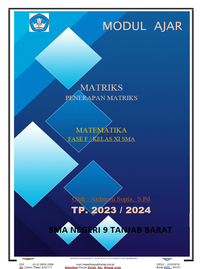 Modul Ajar Penerapan Matriks | PDF