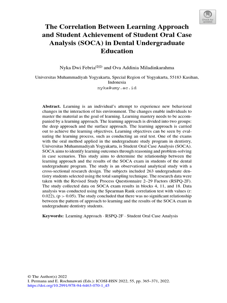 The Correlation Between Learning Approach and Student Achievement of ...