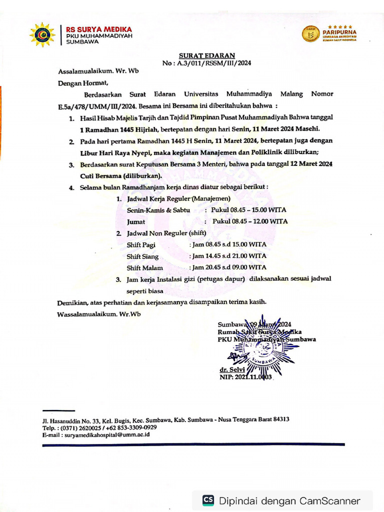 Surat Edaran Ramadhan 2024 | PDF