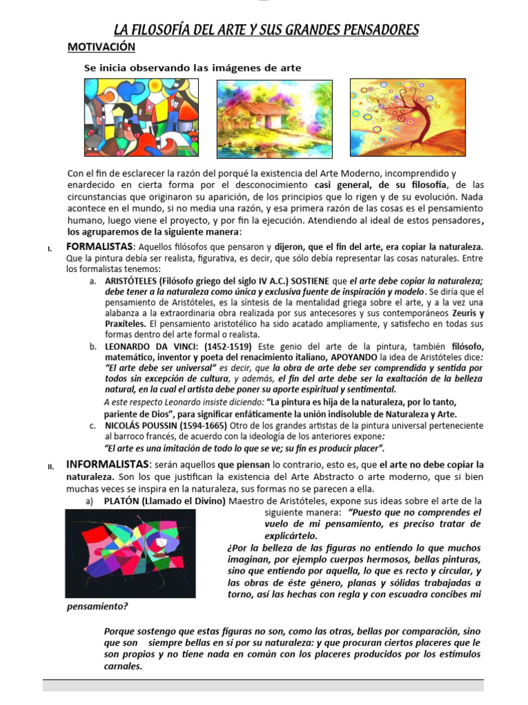 Sesion La Filosofia Del Arte y Sus Grandes Pensadores 4 5 | PDF ...