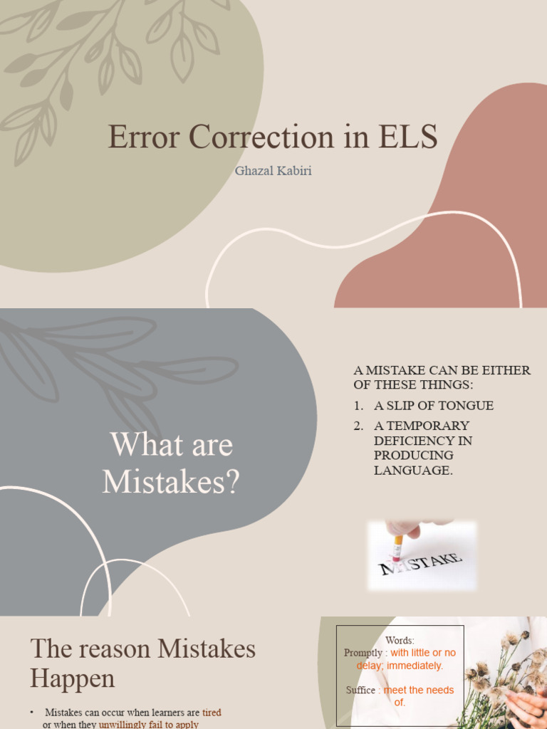 Error Correction in ELS | PDF | Second Language | Error