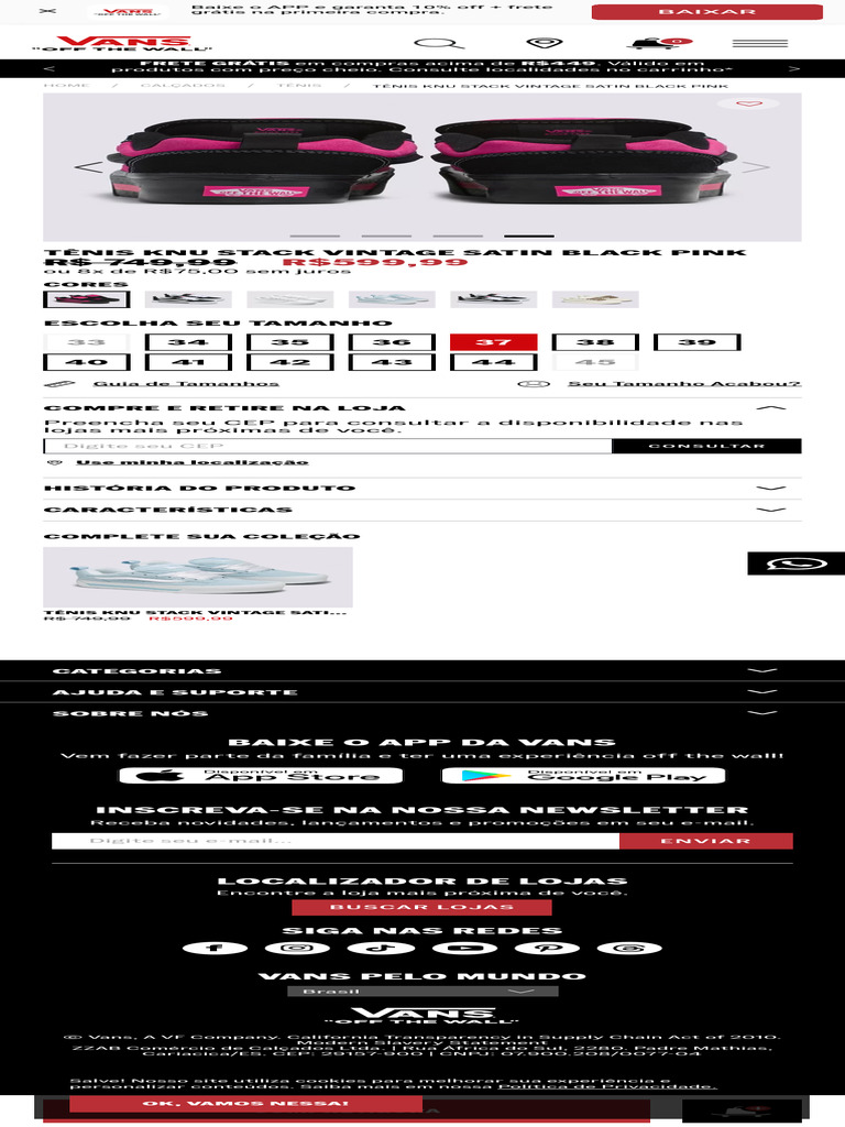 Tênis Knu Stack Vintage Satin Black Pink Vans | PDF