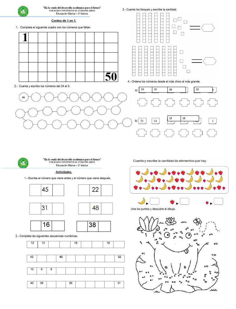 Contar de 1 en 1 hasta 50 1° | PDF