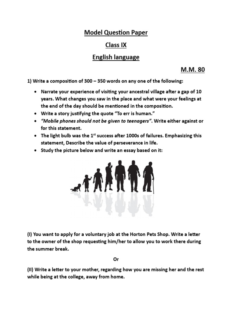 English Language Model Paper Icse | PDF