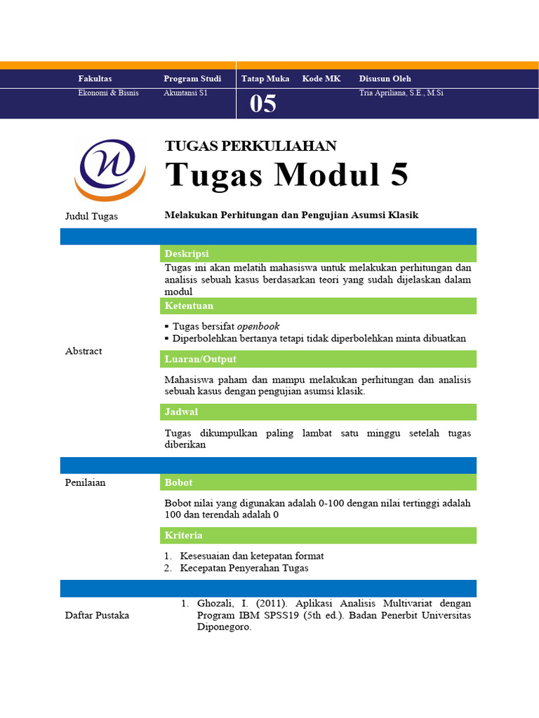 Tugas Modul 5 (Asumsi Klasik) | PDF | Bisnis