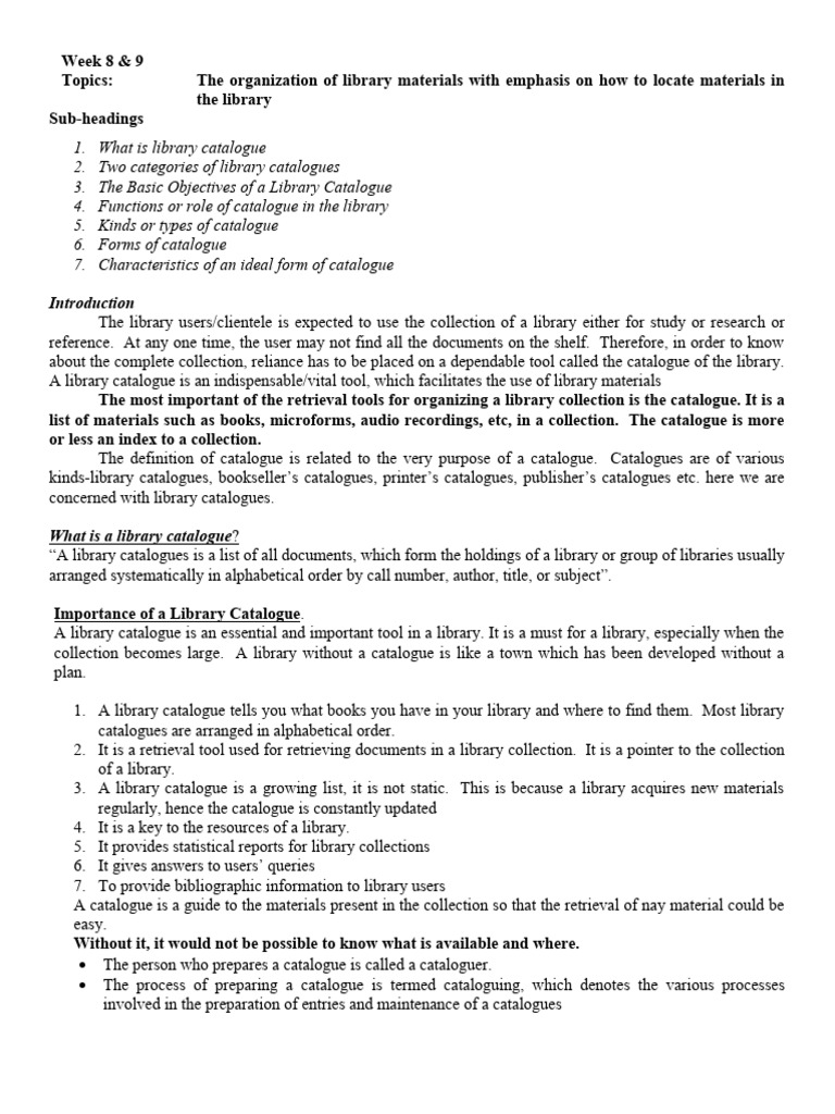 Week 8 - Library Catalogue | PDF | Libraries | Microform