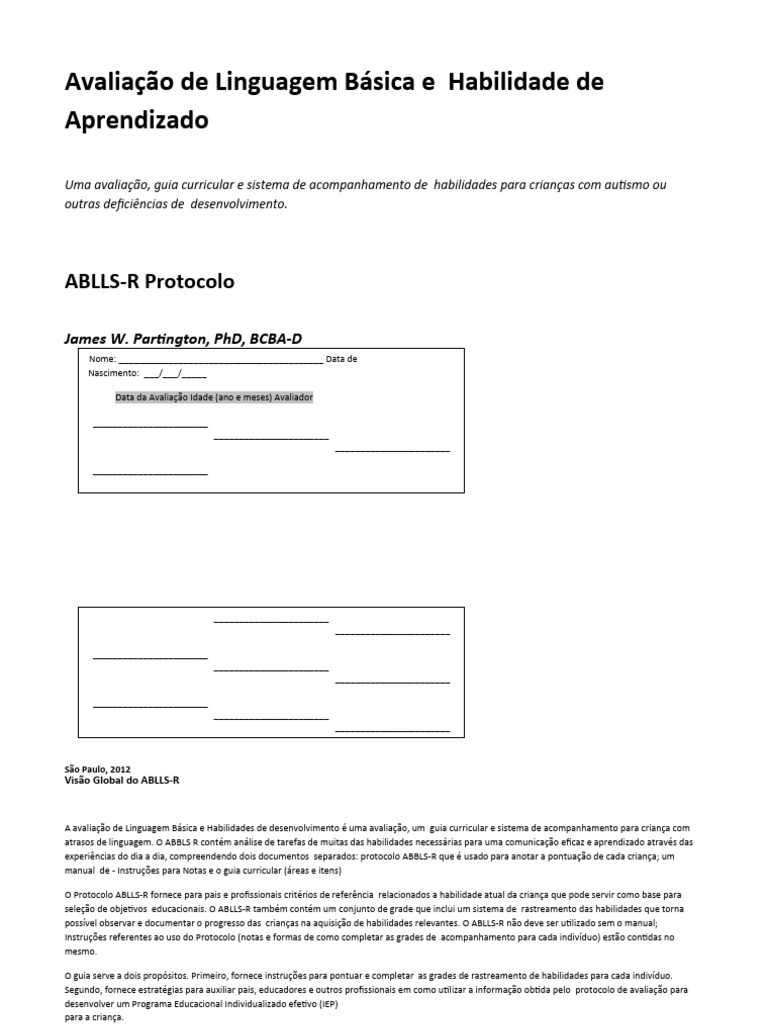 Avaliação de Linguagem Basica e Habilidades de Aprendizagem - Traduzido ...