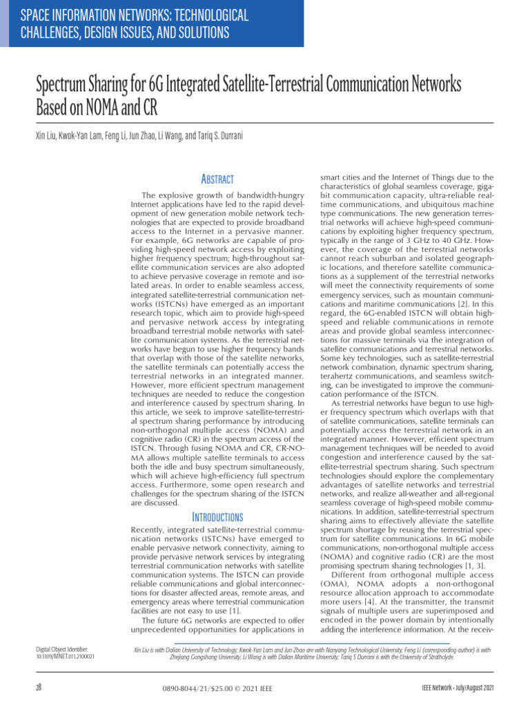 2021 Net Spectrum Sharing For 6G Integrated Satellite Terrestrial Communication Networks Based ...