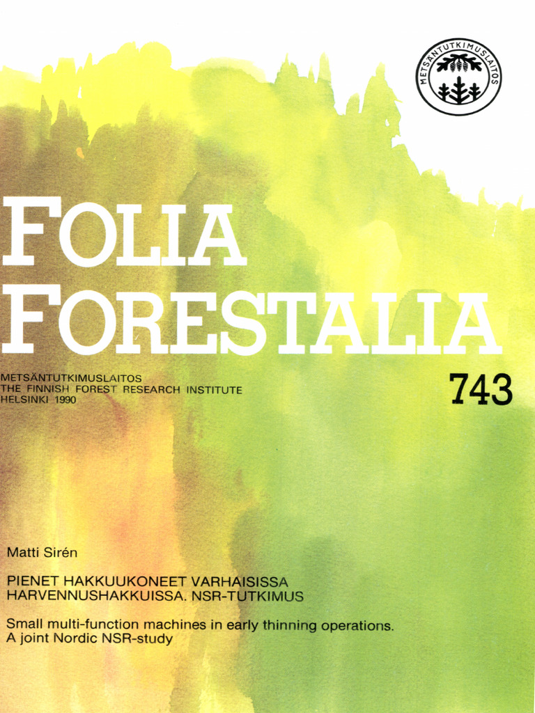 Forest Research: Early Operations. Joint NSR-study | PDF