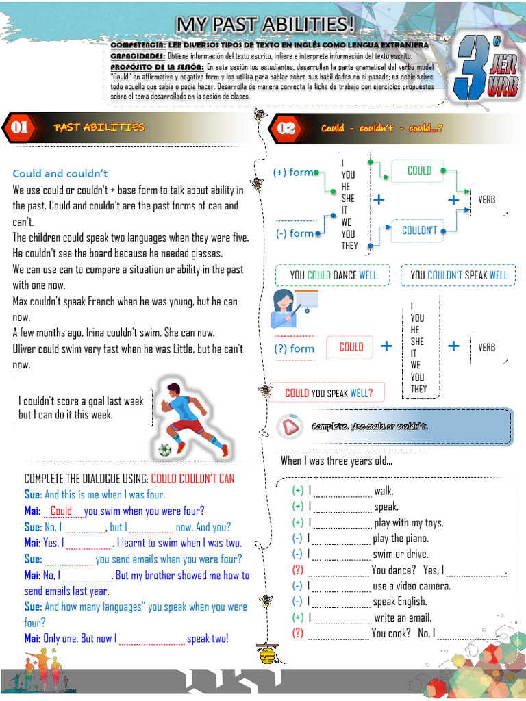 Ficha 3 - Und 03 - Semana3 - 3er Grado - My Past Abilities! | PDF | Linguistic Typology ...