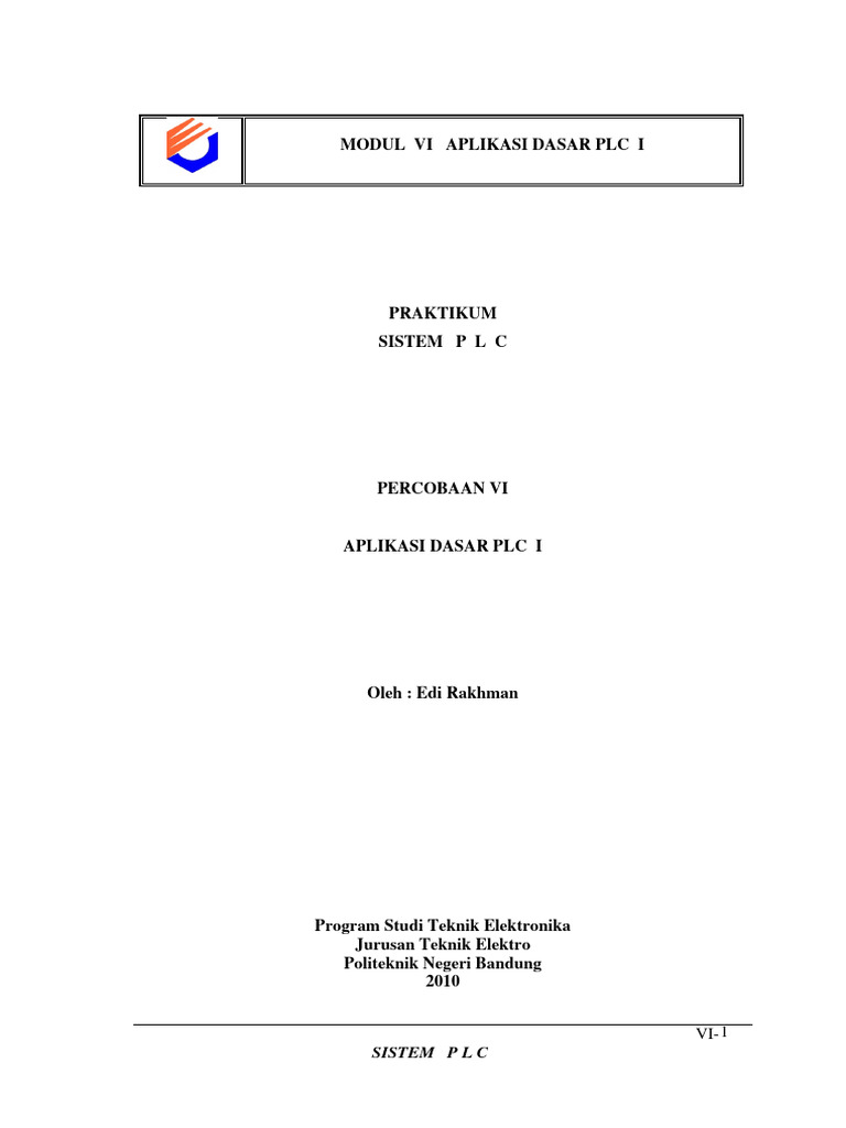 Praktek - MODUL VI - APLIKASI DASAR PLC I | PDF