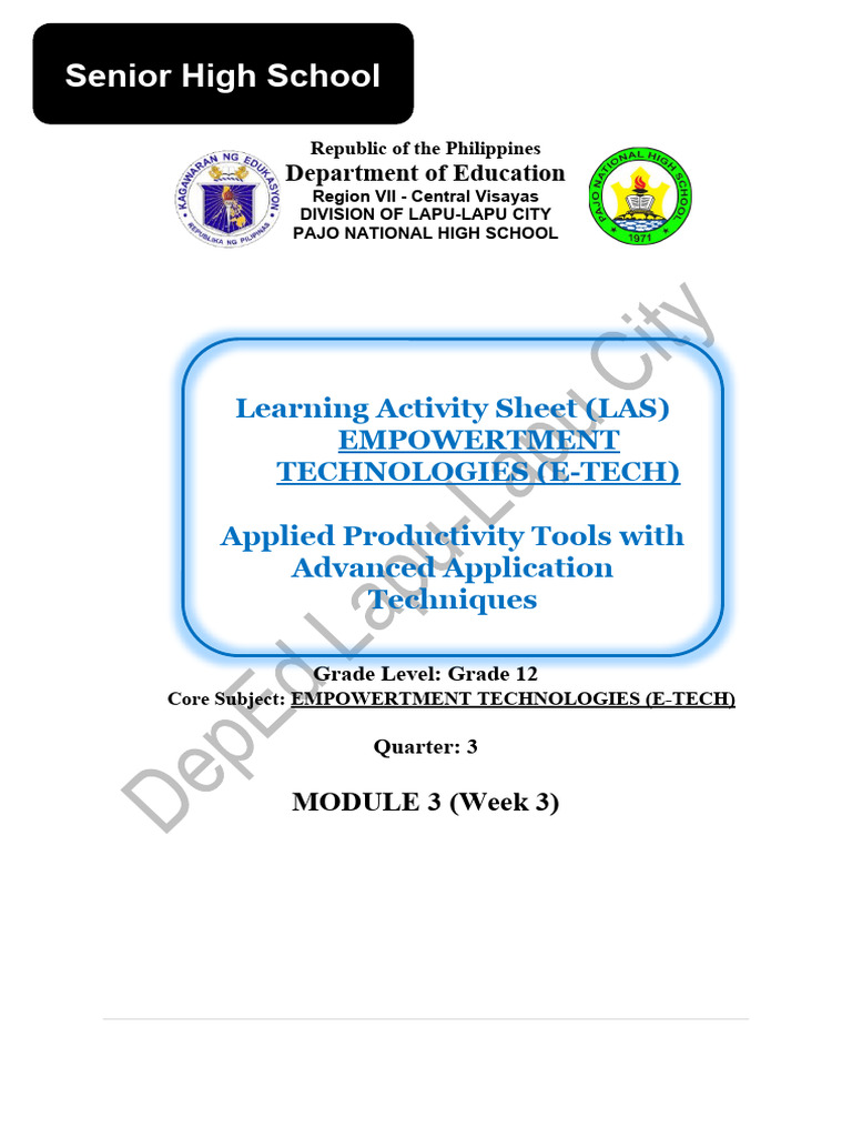 Etech g12 Las Module 3 q3 | PDF | Window (Computing) | Menu (Computing)