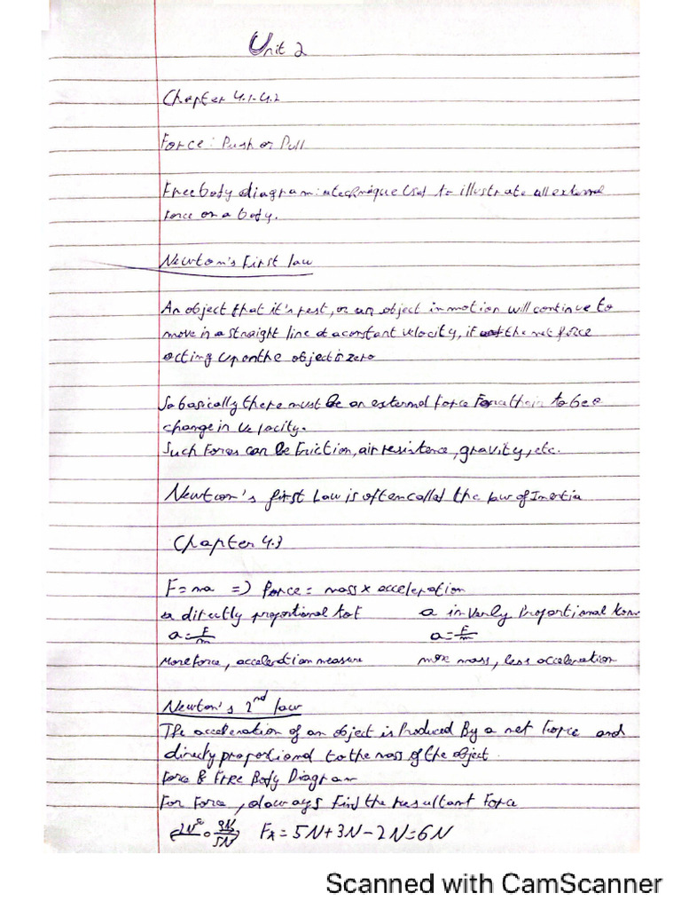 AP Physics 1 Unit 2 Notes | PDF