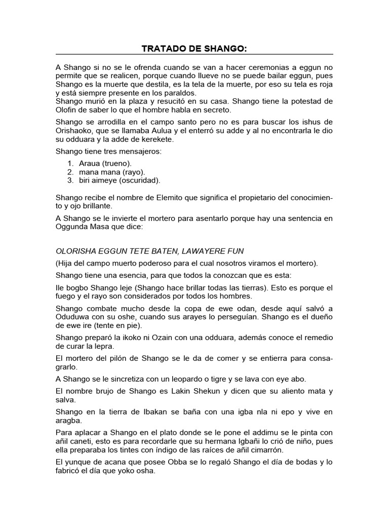 Tratado Shango | PDF | Santeria