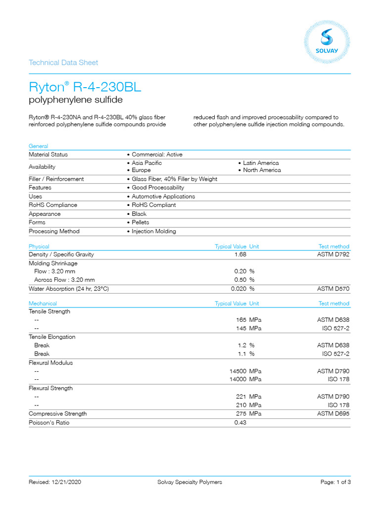 PPS Ryton R-4-230 | PDF | Materials | Materials Science