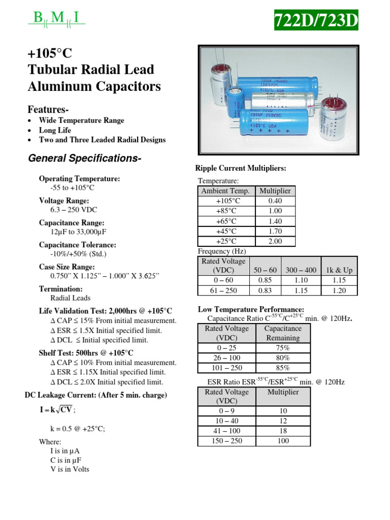 Barker Microfarads (Radial Thru-Hole) 722D-723D Series | PDF ...