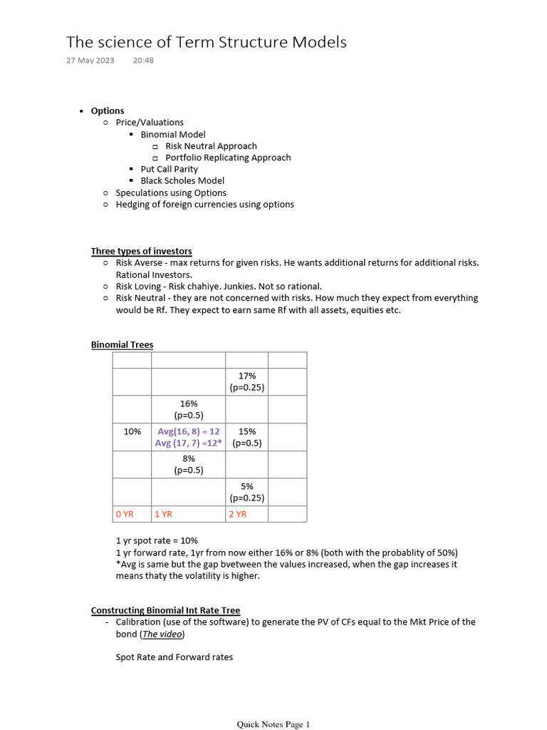 The Science Of Term Structure Models Pdf Option Finance Investing