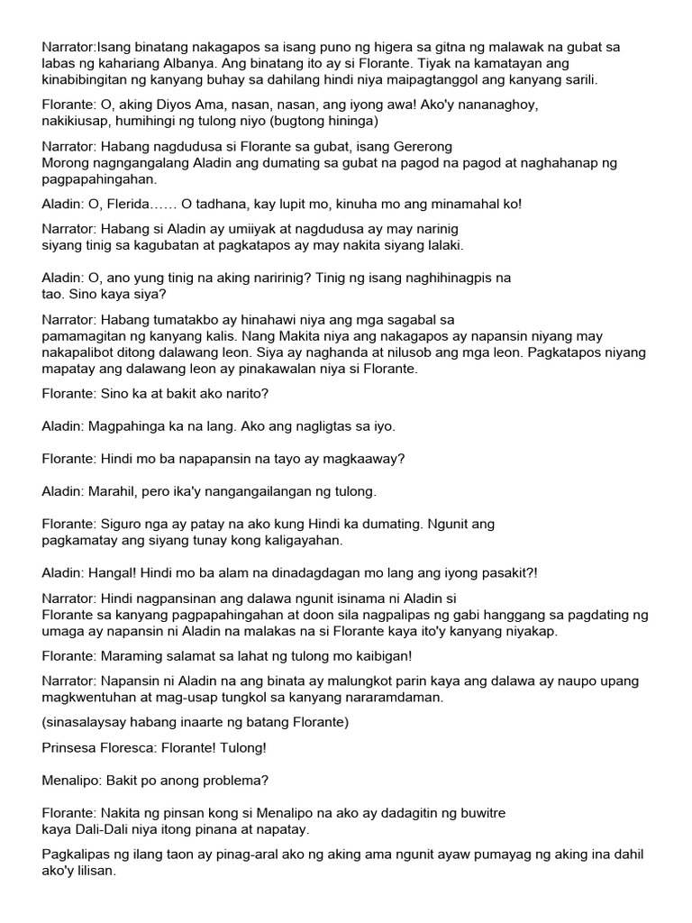 Florante at Laura Script | PDF