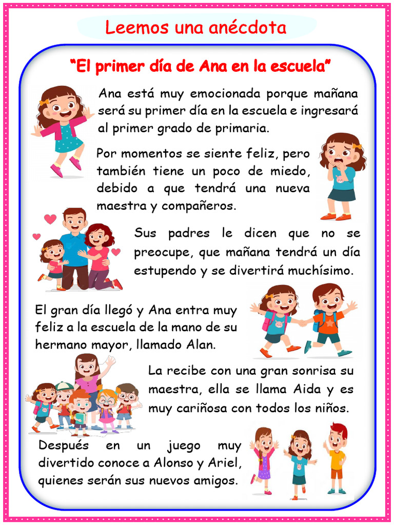 Ficha El Primer Día de Ana en La Escuela 2024 | PDF