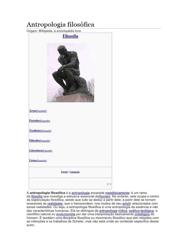 Antropologia Filosófica | PDF | Antropologia Filosófica | Educação em ...