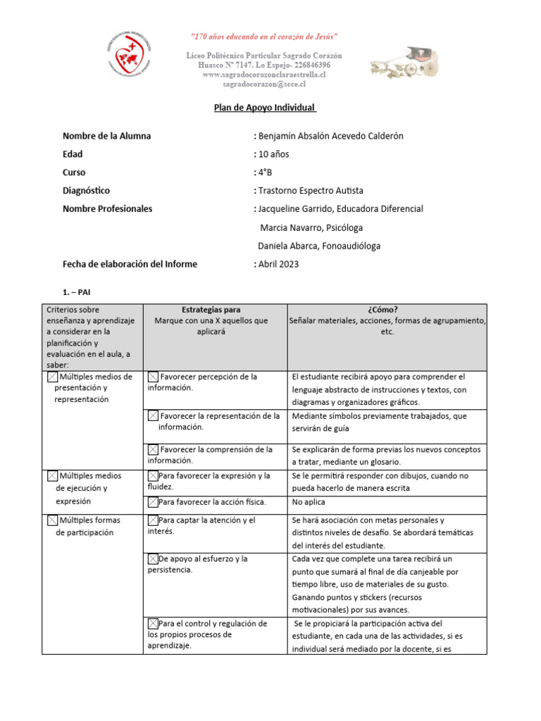 PAI_ PACI de Ejemplo Con Presentación | PDF | Aprendizaje | Espectro ...