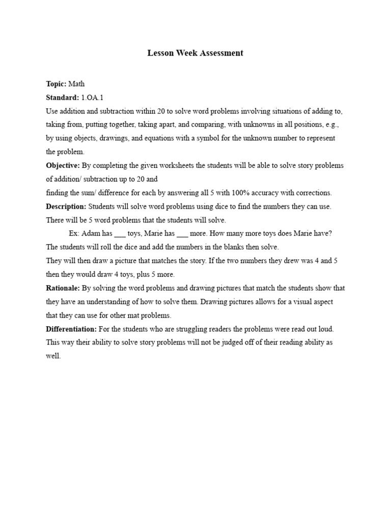 Week Assessment | PDF | Vocabulary | Cognition