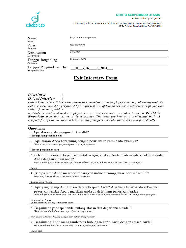 Exit Interview | PDF | Applied Psychology | Social Psychology