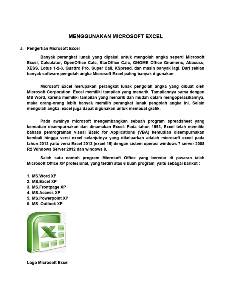 Materi MS EXCEL | PDF | Metode & Bahan Ajar | Komputer