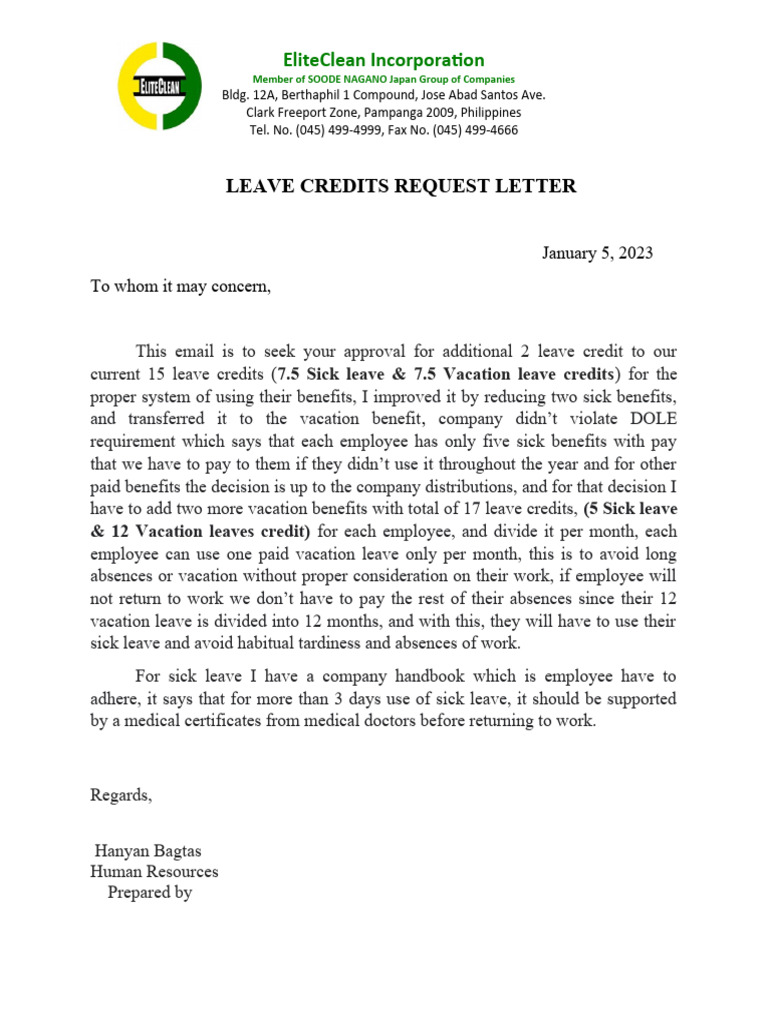 Request Letter For Additional Leave | PDF | Career & Growth