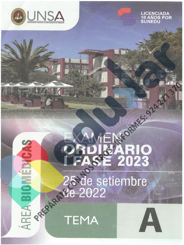 Examen de Admisión Ordinario I Fase 2023 | PDF