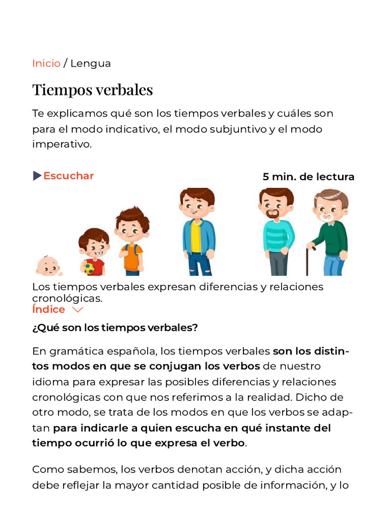 Los Tiempos Verbales en Español - Tipos, Modos y Ejemplos | PDF | Verbo ...