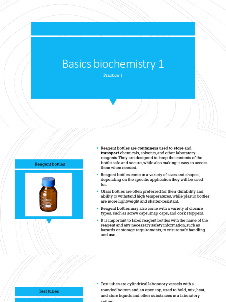 Basics Biochemistry 1-Practice 1 | PDF | Titration | Chemistry
