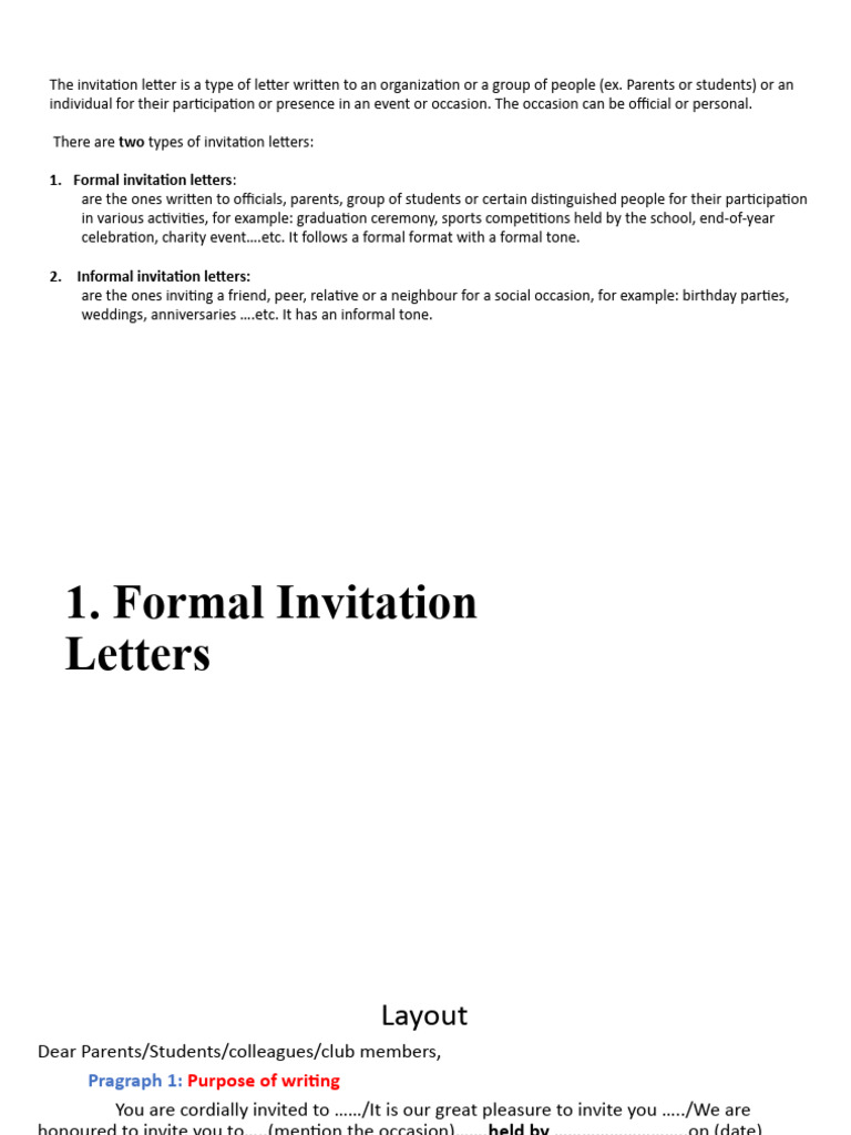 Letters (Invitation - Request - Advice) | PDF