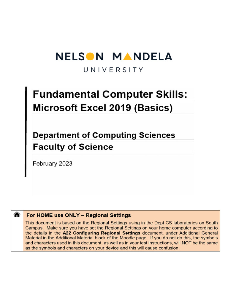 03 FCS-Spreadsheets (Basics) v2 | PDF | Spreadsheet | Microsoft Excel