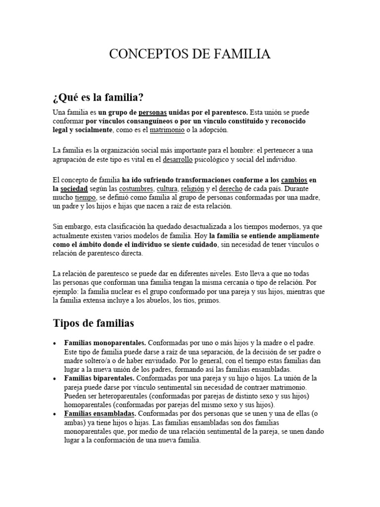 Conceptos de Familia | PDF | Familia | Sociedad