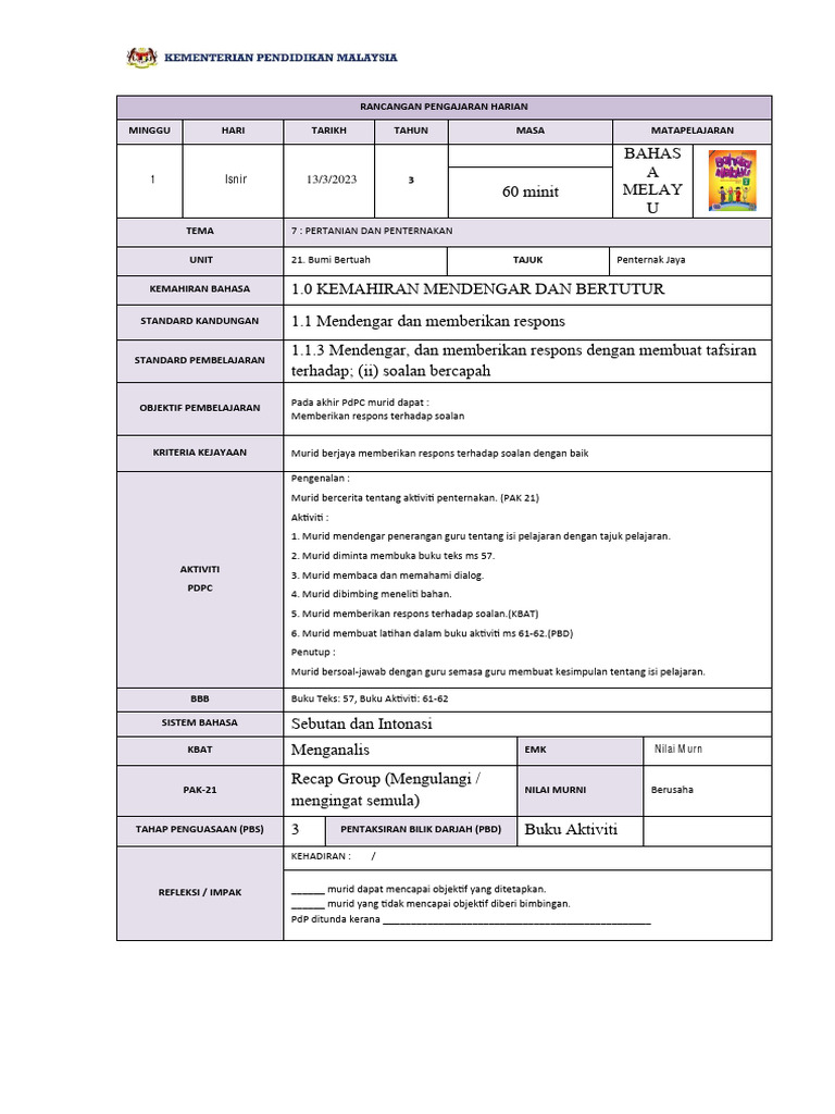 RPH BM THN 3 PDPC Unit 21 | PDF